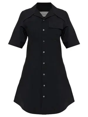 AMI Paris Short Sleeve Buttoned Mini Dress - Black