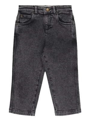 Bonpoint Straight Leg Jeans With Front Button And Zip Closure - Black