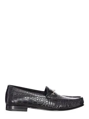 TOM FORD Crocodile-effect T-bar Loafers - Black