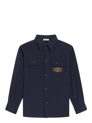 Dolce & Gabbana Melange Flannel Shirt With Embroidered Detail - Grey