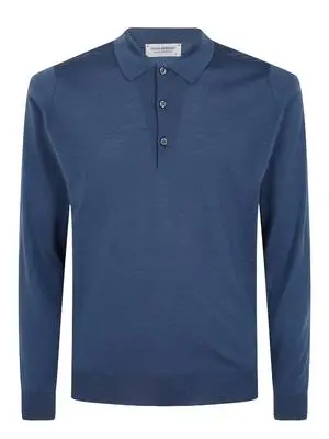 John Smedley Long-sleeve Polo Shirt Blue