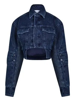 Off-White Cropped Denim Jacket - Blue