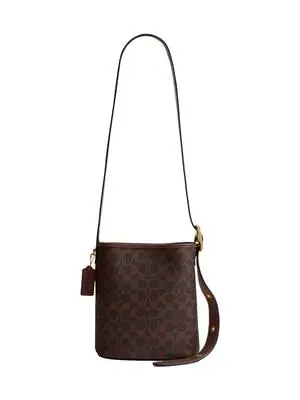 COACH Bleecker Bucket Bag 21 In Signature Canvas - Brass/maple