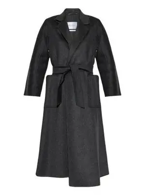 Max Mara Max Mara Collared Belted Long Coat Gray