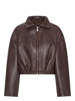ROTATE BY BIRGER CHRISTENSEN Bonded Leather Jacket - Brown