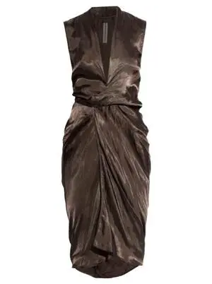 Rick Owens Sleeveless Wrap Dress - Brown