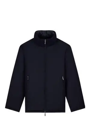 Emporio Armani Down Jacket In Virgin Wool And Viscose Twill - Navy Blue