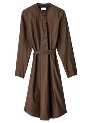 LEMAIRE Sailor Dress In Washed Cotton And Silk Blend - Truffle