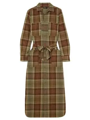 Ralph Lauren Belted Checked Cotton-flannel Maxi Shirt Dress - Brown