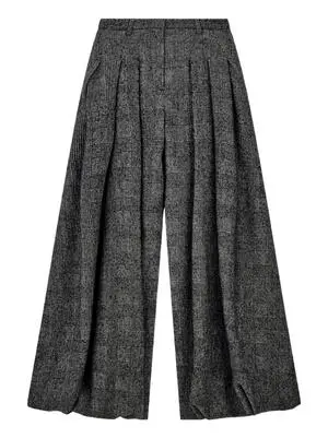 EMPORIO ARMANI Emporio Armani Pleated Wide-Leg Trousers In Washed Virgin Wool Check