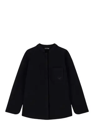 EMPORIO ARMANI Emporio Armani Oversized Boiled Virgin Wool Shirt With Band Collar