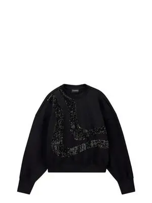 Emporio Armani Cropped Sequin Sweatshirt - Black