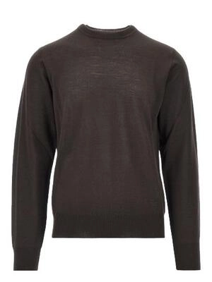 Emporio Armani Pullover Essential In Virgin Wool With Ribbed Trims - Black