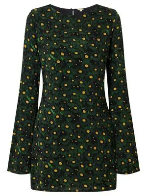 CALA DE LA CRUZ Maisha Floral-print Stretch-jersey Mini Dress - Green