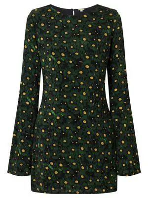 CALA DE LA CRUZ Maisha Floral-print Stretch-jersey Mini Dress - Green