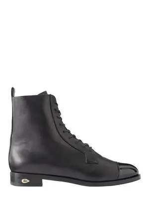 Jennifer Chamandi Brando Patent Leather-trimmed Leather Ankle Boots - Black