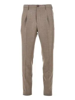 Incotex INCOTEX Pattern 54 Super 100's Wool Twill Tapered Fit Pants Brown