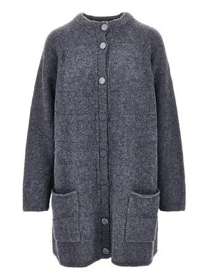 EMPORIO ARMANI Emporio Armani Alpaca-Blend Long Cardigan With Jacquard Bands