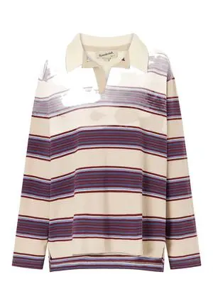 SANDERLAK SANDERLAK Striped Cotton-Jersey Polo Shirt