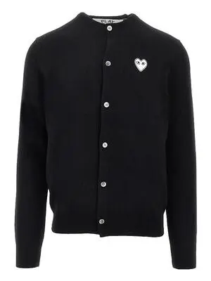 Play Comme Des Garcon Wool Cardigan With Heart Patch An - Black