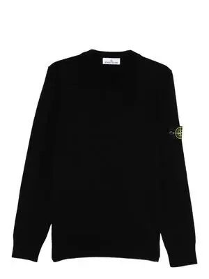 Stone Island V-neck Logo-badge Sweater Black