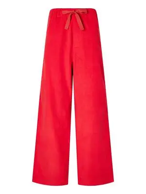 SANDERLAK Cotton-corduroy Straight-leg Drawstring Pants - Red