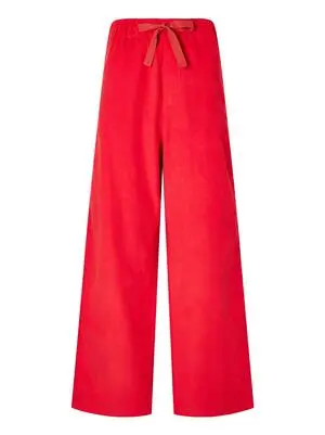 SANDERLAK Cotton-corduroy Straight-leg Drawstring Pants - Red