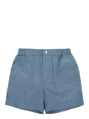 Moncler Elasticated Waistband Shorts With Logo Patch - Blue