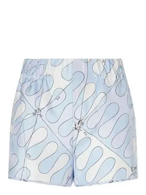 Emilio Pucci Printed Silk-twill Shorts - Light Blue