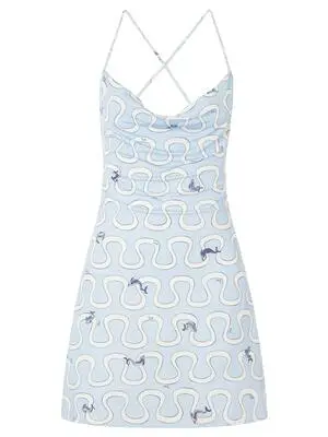 Emilio Pucci Printed Draped Jersey-satin Dress - Blue