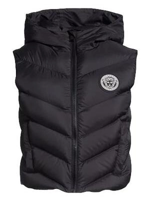 Versace Hooded Sleeveless Puffer Vest - Black
