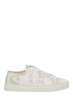 VIVIENNE WESTWOOD Textile Low-top Sneakers With Logo Print - Beige