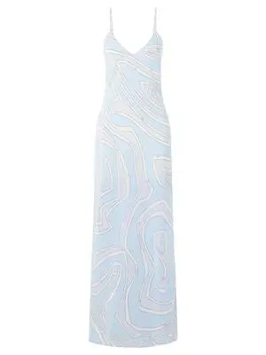 Emilio Pucci Printed Silk Crepe De Chine Maxi Dress - Blue