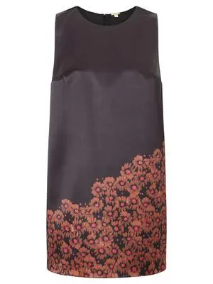 CALA DE LA CRUZ Floral-print Satin Dress - Black
