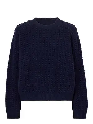 Loulou De Saison LOULOU DE SAISON Rolf Bubble-Stitch Cashmere Sweater Navy