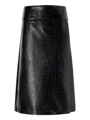 Sportmax Croc-effect Glossed Midi Skirt - Black