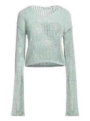 Acne Studios Cotton, Viscose, And Nylon Crochet-knit Sweater - Light Green