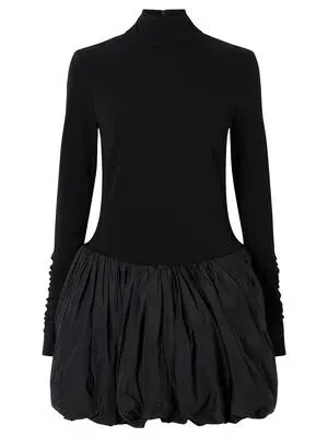 Magda Butrym Wool-blend Jersey And Shell Balloon Mini Dress - Black