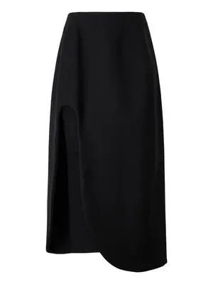 JIL SANDER Wool Midi Skirt With Slit - Black