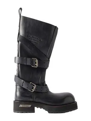 Balenciaga Venom Leather Ankle Boots - Black