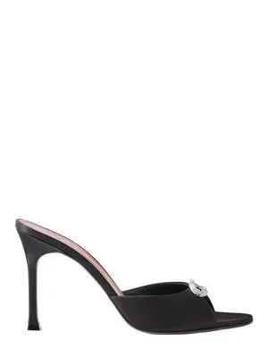 Amina Muaddi Mini Camelia 95 Embellished Satin Sandals - Black