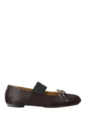 MAISON MARGIELA Bow-detailed Calf Hair Ballet Flats - Brown