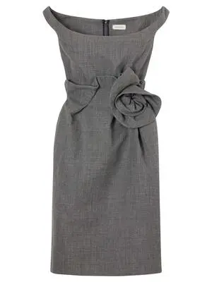 Magda Butrym Floral Embellished Off-the-shoulder Midi Dress - Gray