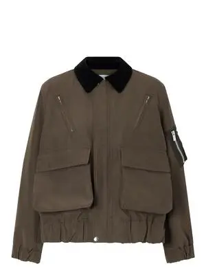 Sacai Cotton-blend Shell Jacket With Zip And Button Fastening - Brown