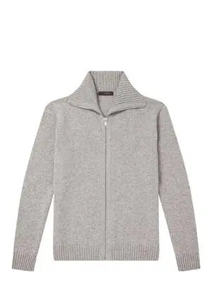 SLOWEAR Zanone Virgin Wool Knitted Zip-up Hoodie - Gray