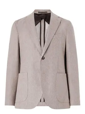 SLOWEAR Wool-blend Flannel Blazer Jacket - Beige