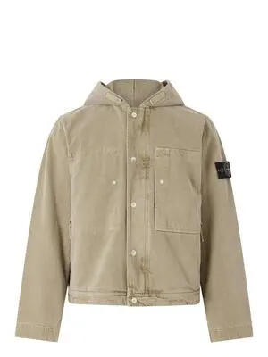 Stone Island Hooded Cotton Denim Jacket - Neutrals