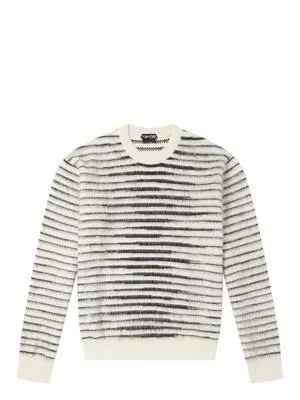 TOM FORD Striped Mohair-blend Crewneck Sweater - White