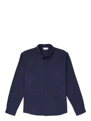 Gabriela Hearst Abbe Cotton And Cashmere-blend Shirt - Navy