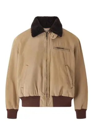 A.PRESSE Cotton And Wool-blend Bomber Jacket - Neutrals